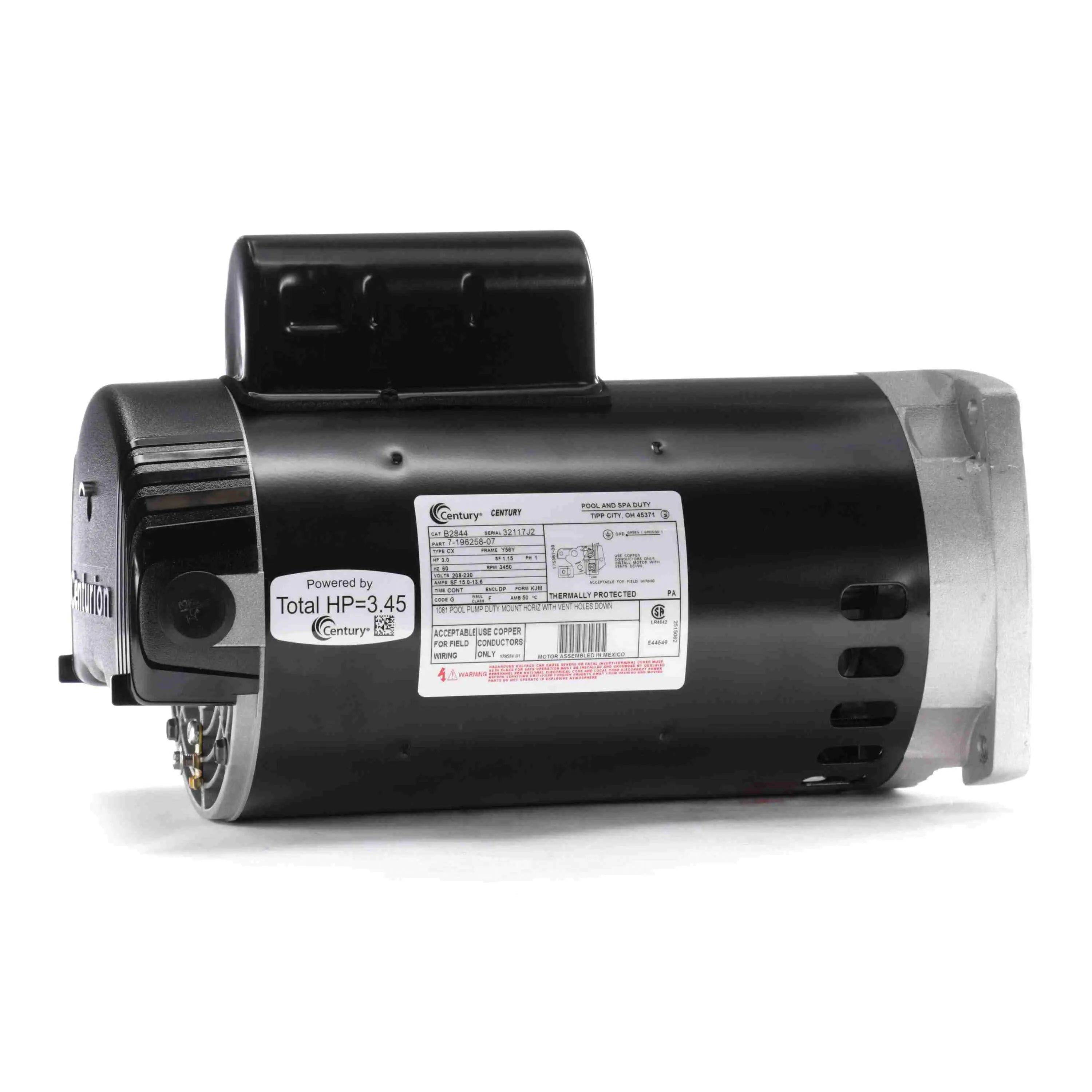 B2844 Century Pool Pump Motor 3HP 1 Phase 60Hz 208-230V Y56Y – AquaTech ...