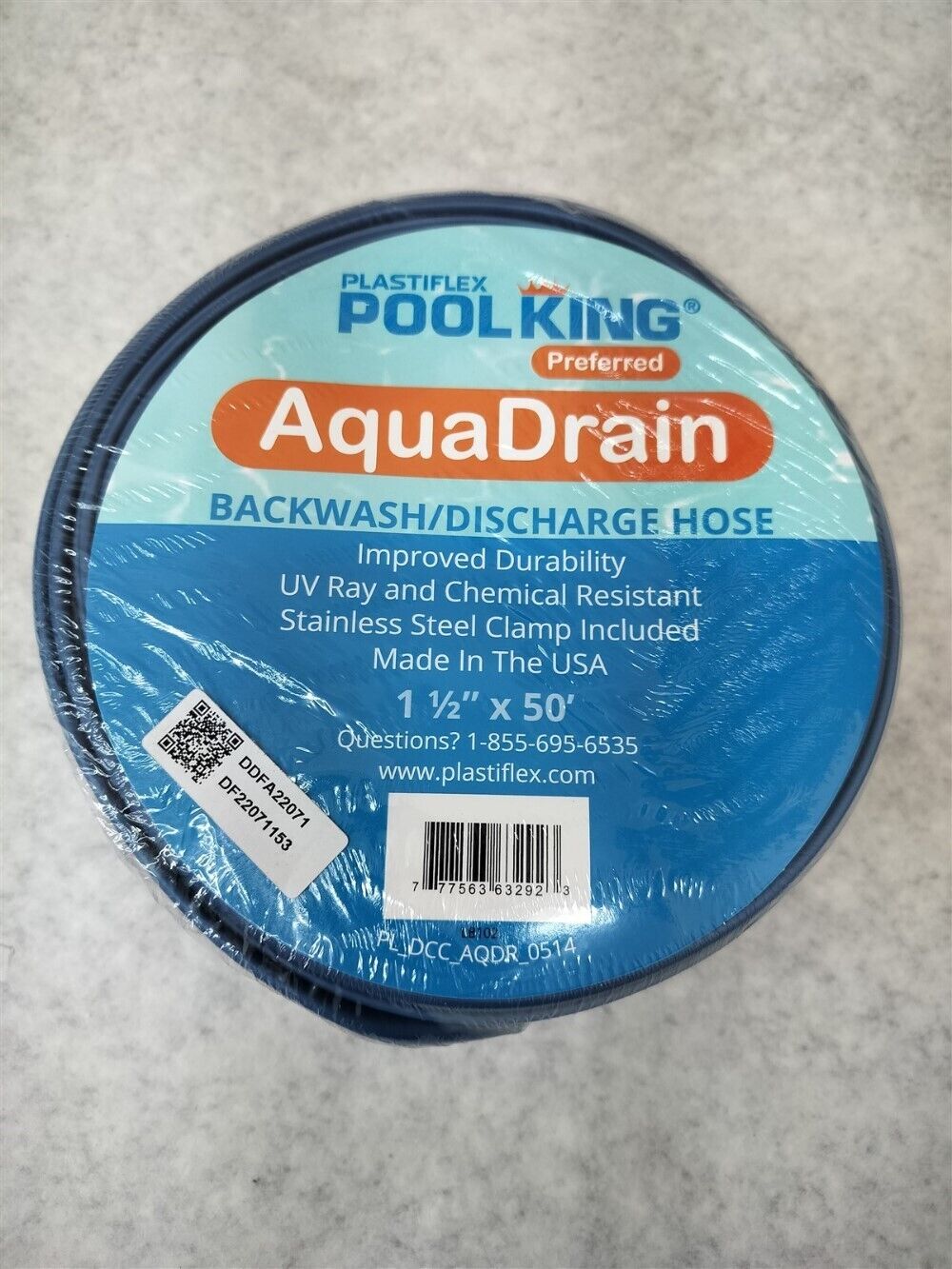 Plastiflex LF500112050PS | 1-1/2" X 50' Backwash Hose Aqua Drain Prefe ...